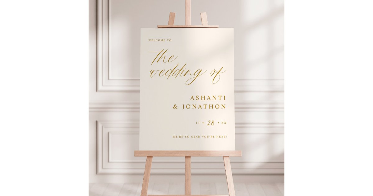 Soft Romantic Gold and Ivory Wedding Welcome Sign | Zazzle