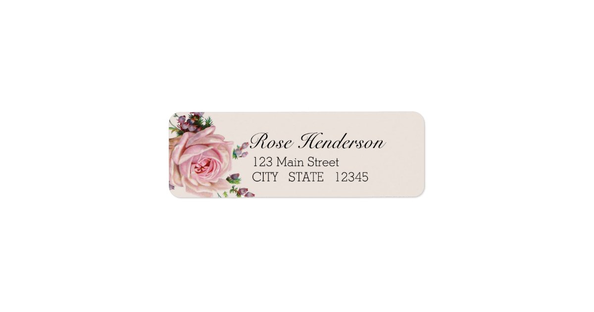 Soft Romantic Pink Rose Vintage Return Address Label | Zazzle