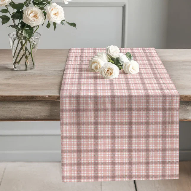 Soft Rose Gold Checkered Table Runner Any Table | Zazzle