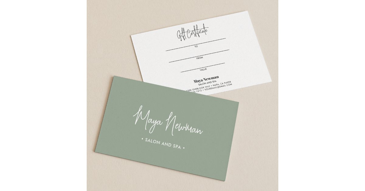 SOFT SAGE GREEN SIGNATURE Monogram Gift Card | Zazzle