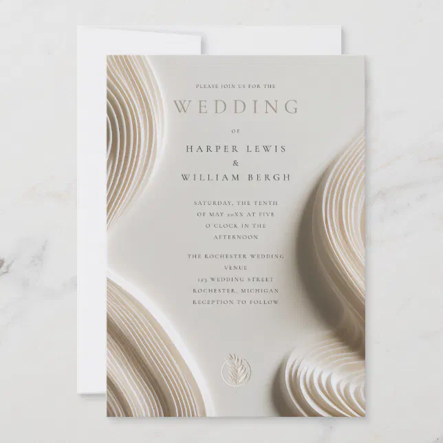 Soft sculpted abstract flowing wedding invitation | Zazzle