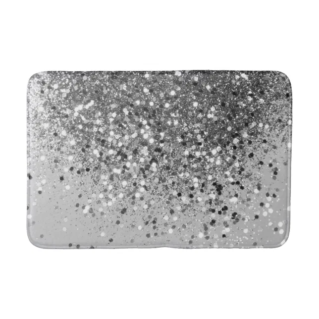 Soft Silver Gray Glitter #1 Bath Mat | Zazzle