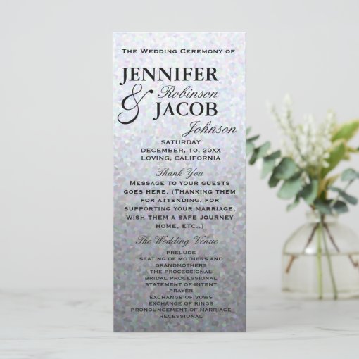 Soft Silver Pastel Wedding Program | Zazzle