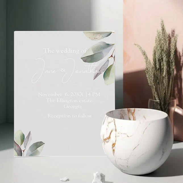 Soft simple eucalyptus leaves invitation | Zazzle