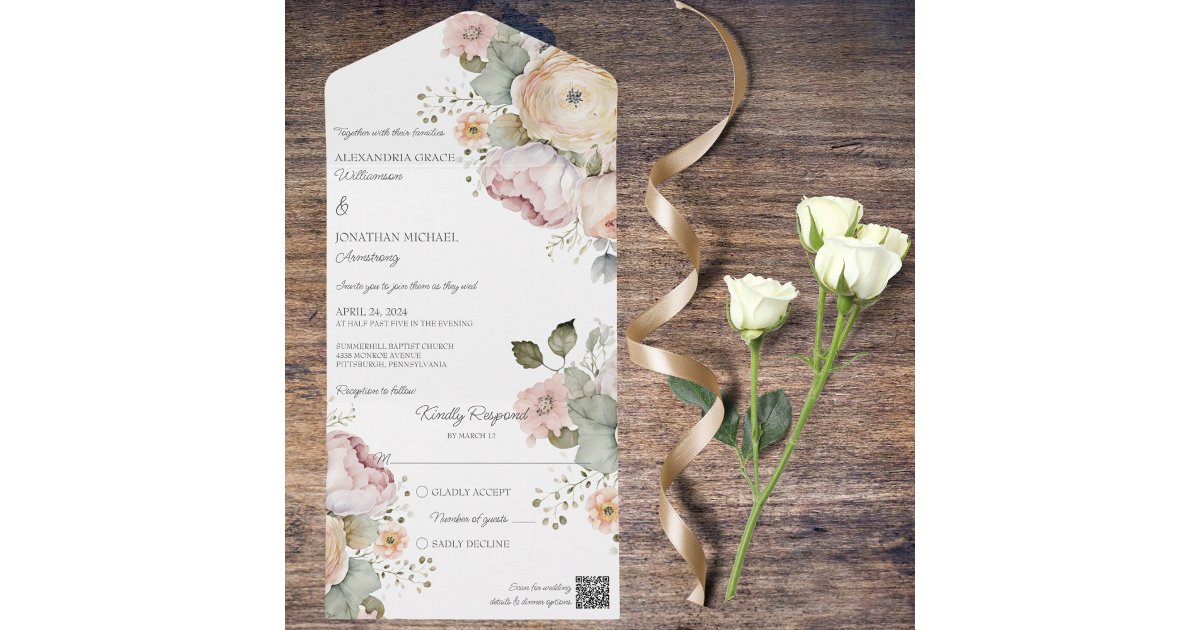 Soft Spring Colors Floral All In One Invitation | Zazzle