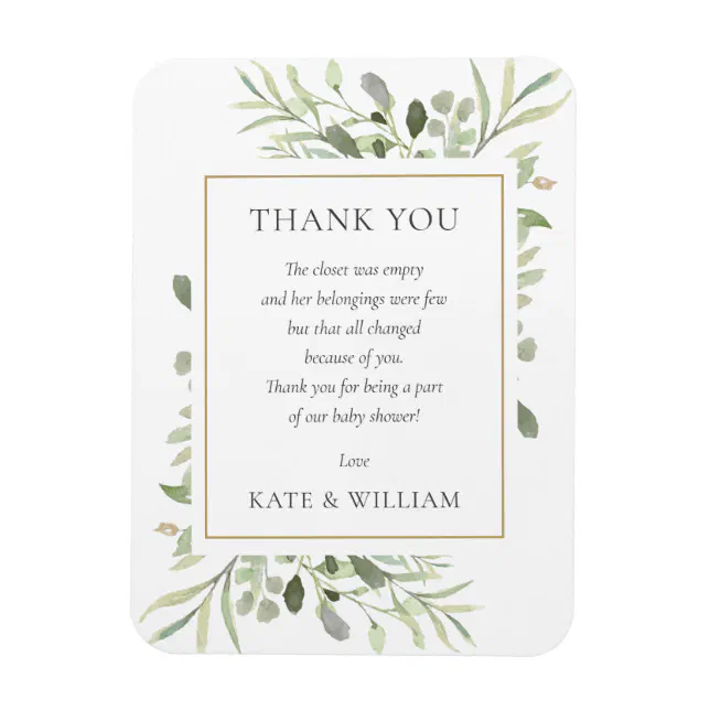 Soft Spring Leaves Greenery Baby Shower Poem Magnet | Zazzle