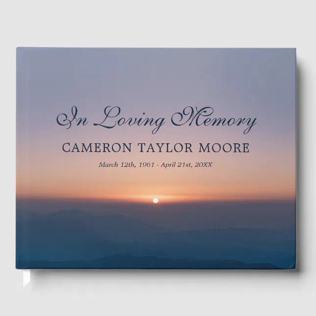 Soft Sunrise In Loving Memory Guest Book | Zazzle