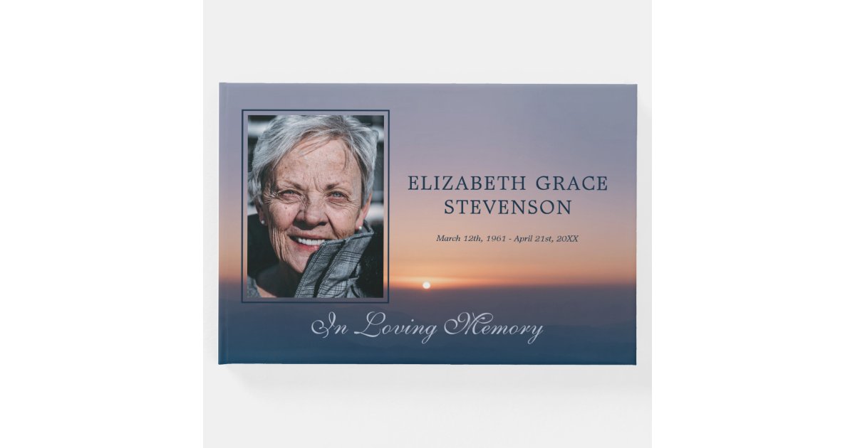 Soft Sunrise In Loving Memory Photo Guest Book | Zazzle