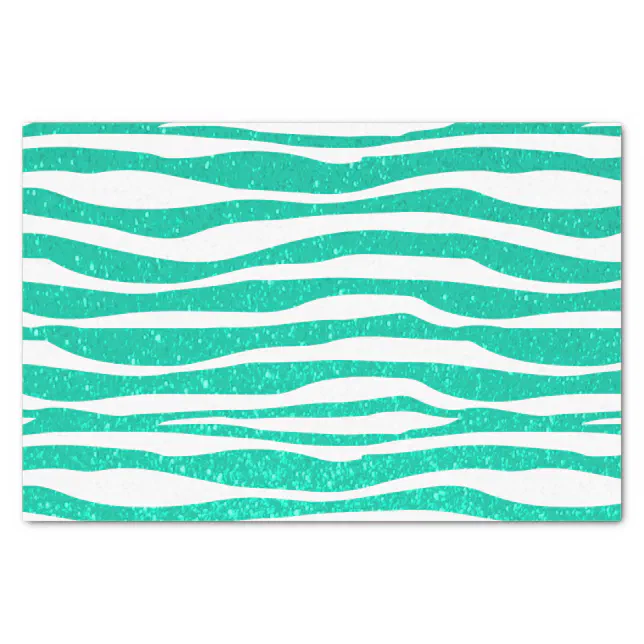 Soft Teal Blue Glitter Zebra Animal Print Tissue Paper | Zazzle