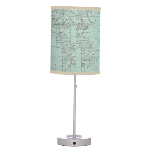 Soft Teal World Map Table Lamp | Zazzle