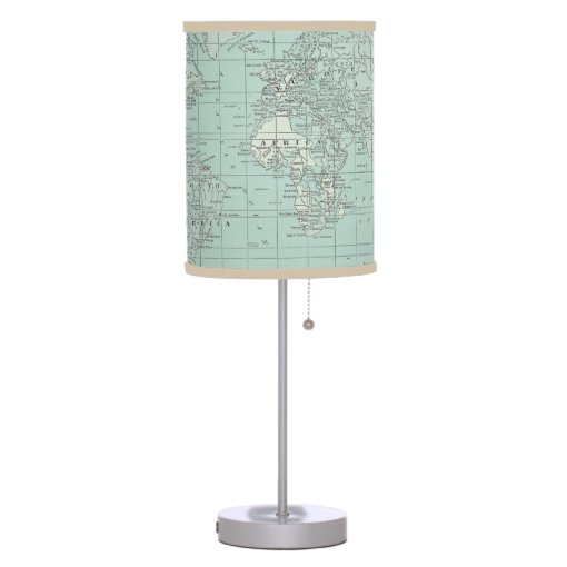 Soft Teal World Map Table Lamp | Zazzle
