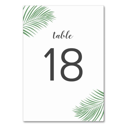 Soft Tropical Palm Leaf Wedding Table Numbers | Zazzle.com