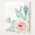 Soft Watercolor Pastel Blooming Cactus Planner | Zazzle