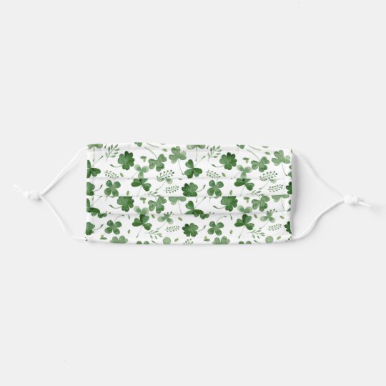 Soft Watercolor Shamrock Pattern Adult Cloth Face Mask | Zazzle.com