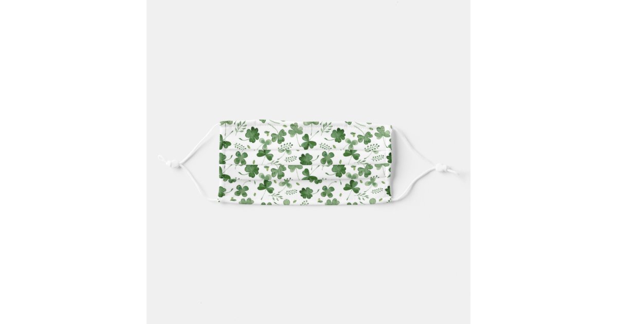 Soft Watercolor Shamrock Pattern Adult Cloth Face Mask | Zazzle