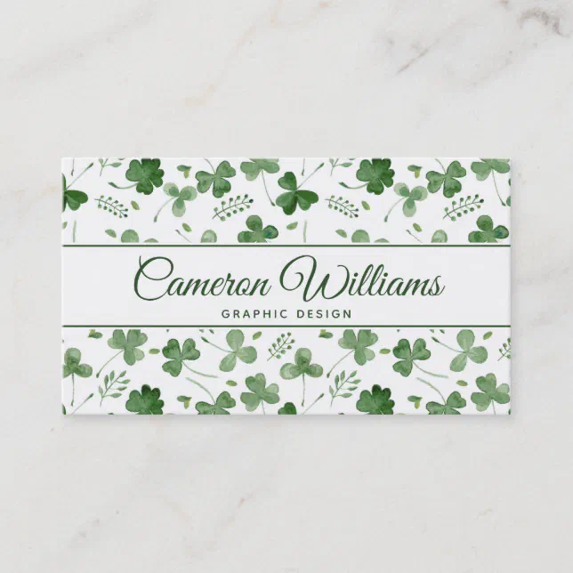 Soft Watercolor Shamrock Pattern Business Card | Zazzle