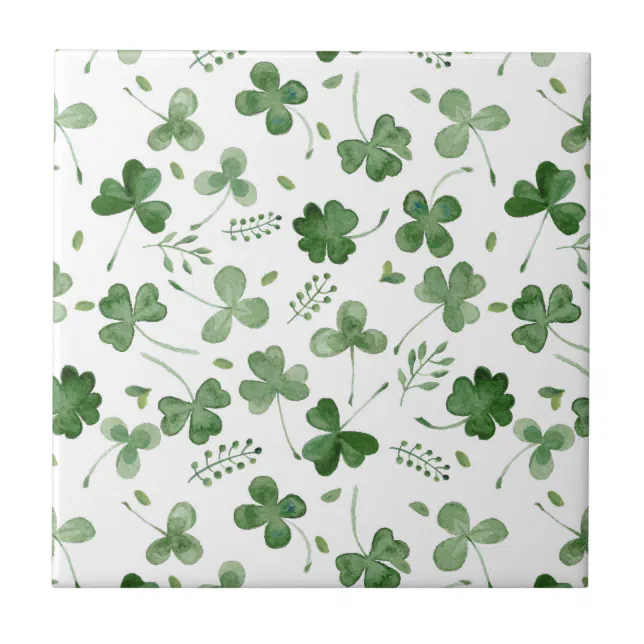 Soft Watercolor Shamrock Pattern Ceramic Tile | Zazzle