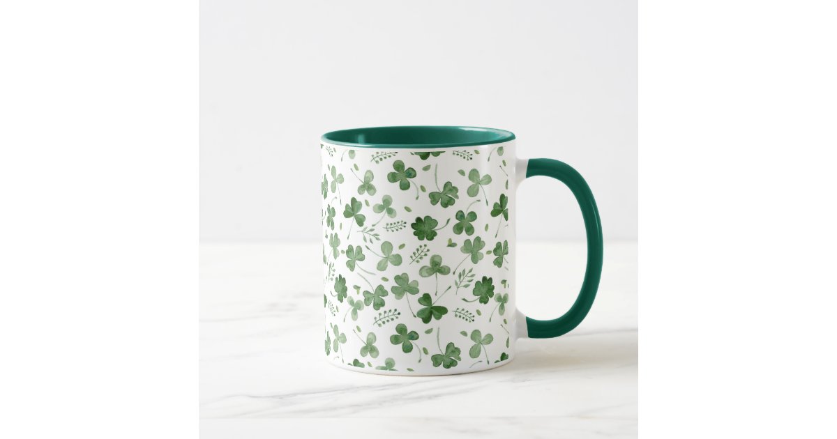 Soft Watercolor Shamrock Pattern Mug | Zazzle