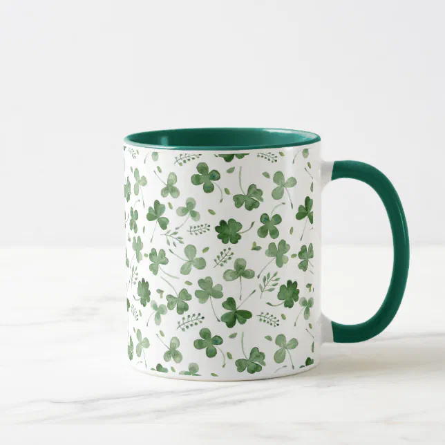 Soft Watercolor Shamrock Pattern Mug | Zazzle