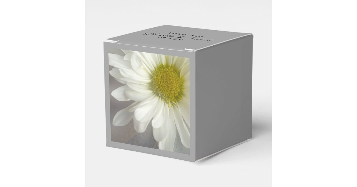 Soft White Daisy on Gray Wedding Favor Boxes | Zazzle