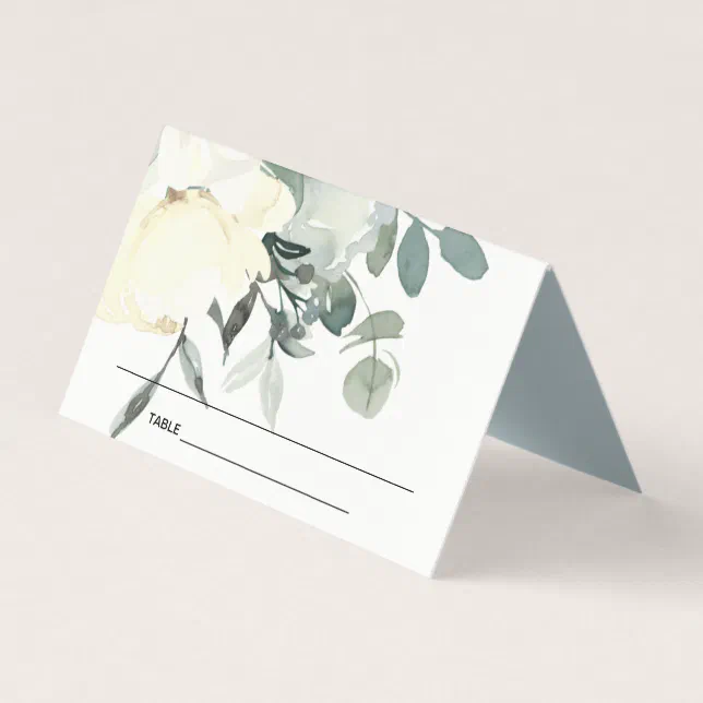 SOFT WHITE FLORAL FIRST HOLY COMMUNION PLACE CARD | Zazzle