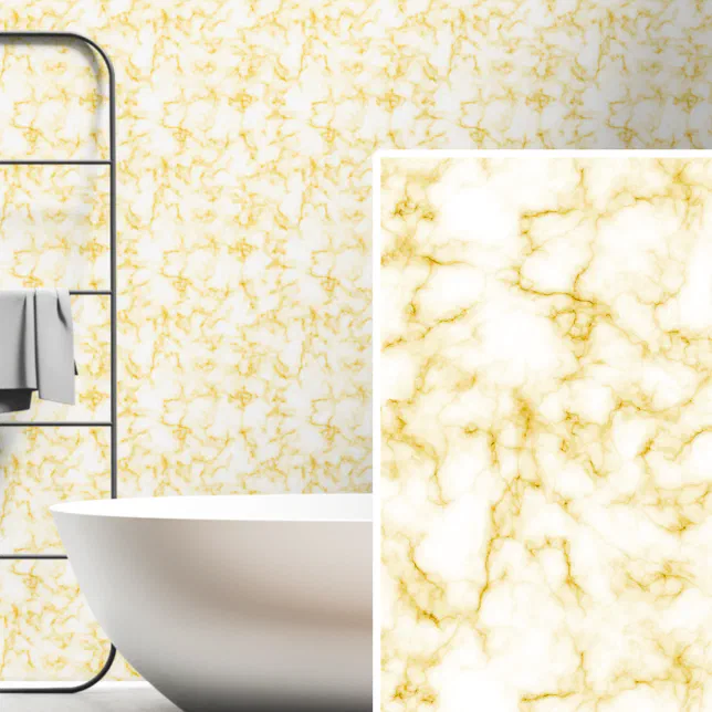 Soft Yellow Gold on White Marbled Wallpaper | Zazzle