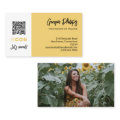 Soft Yellow QR Code Photo Social Media Icons Business Card | Zazzle