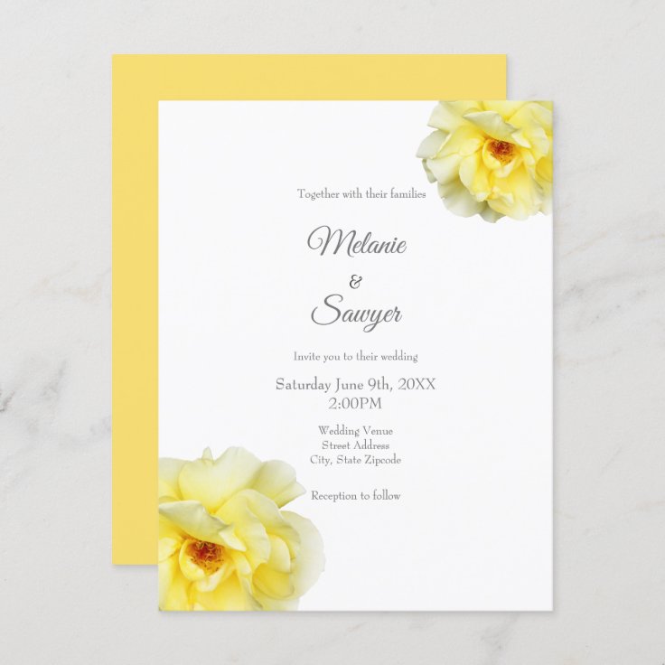 Soft Yellow Rose Invitation | Zazzle