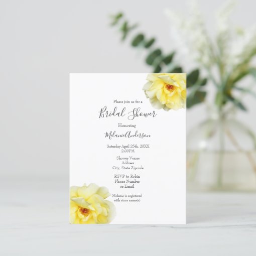 Soft Yellow Rose Invitation | Zazzle