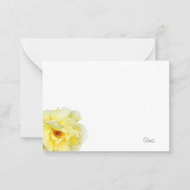 Soft Yellow Rose Note Card | Zazzle