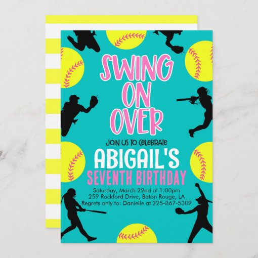 Softball Birthday Invite | Zazzle