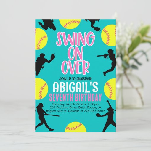 Softball Birthday Invite | Zazzle