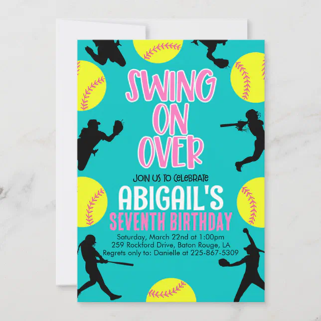 Softball Birthday Invite | Zazzle