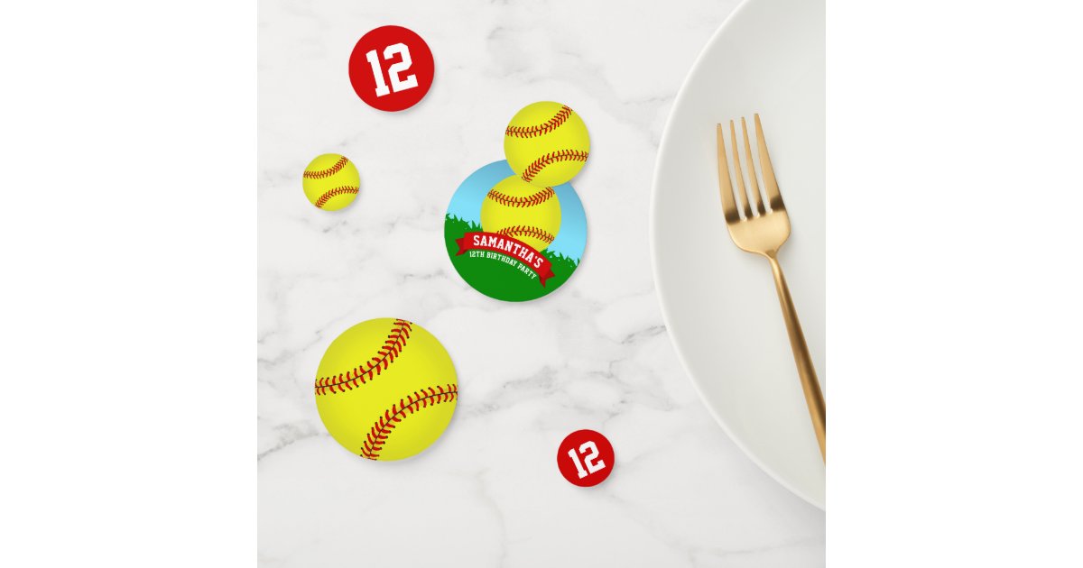 Softball Birthday Party Confetti | Zazzle