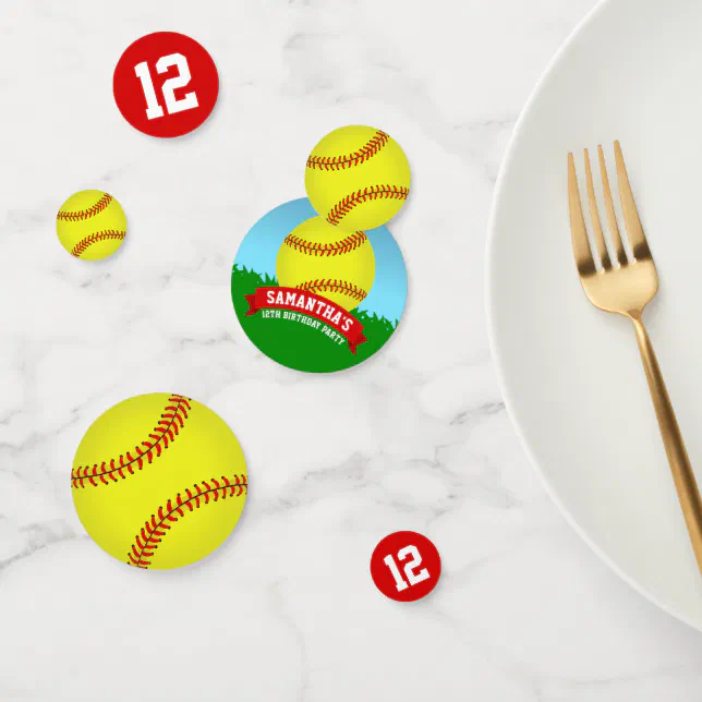Softball Birthday Party Confetti | Zazzle