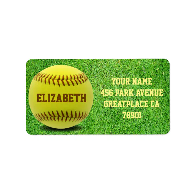 Softball Custom Ball Address Label | Zazzle