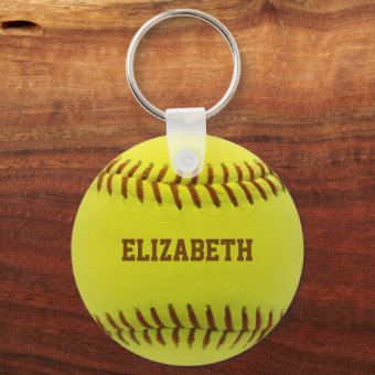 Softball Custom Ball Keychain | Zazzle