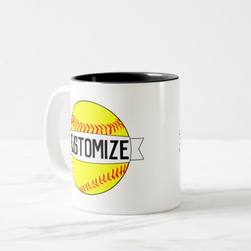 Softball Custom Team Name and Color Sports Fan Two-Tone Coffee Mug | Zazzle