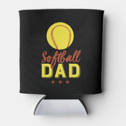Softball Dad Proud Father of Sports Player Kid Can Cooler | Zazzle