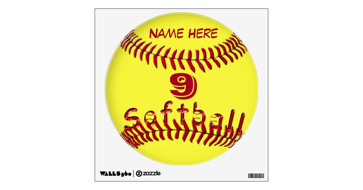 Softball Decals for Walls YOUR Jersey NUMBER NAME | Zazzle