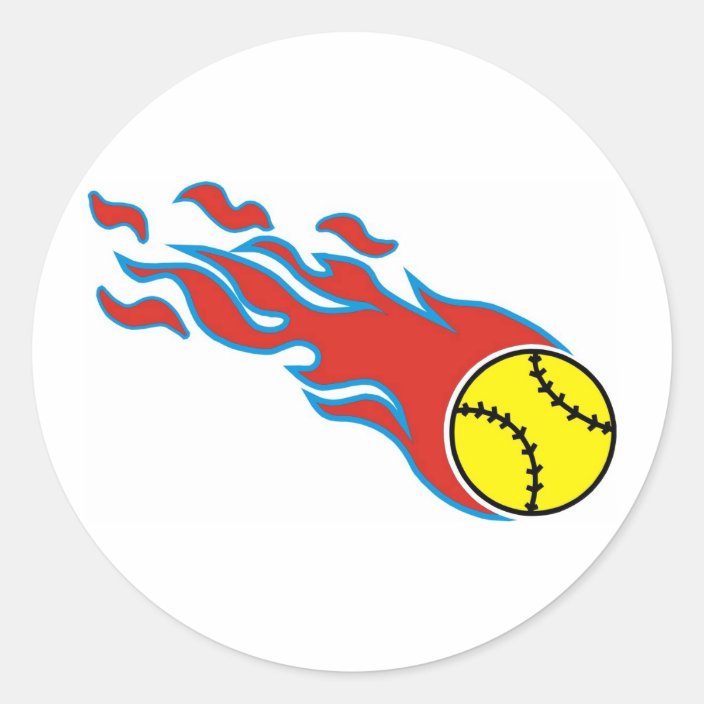 Softball fireball classic round sticker | Zazzle.com