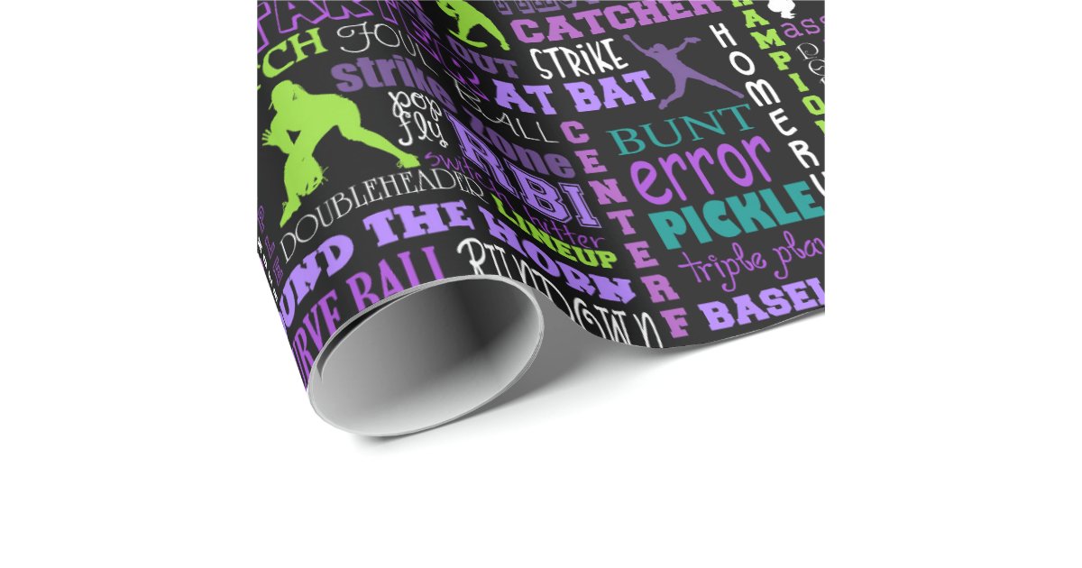 Softball Girls Black 1 Wrapping Paper | Zazzle