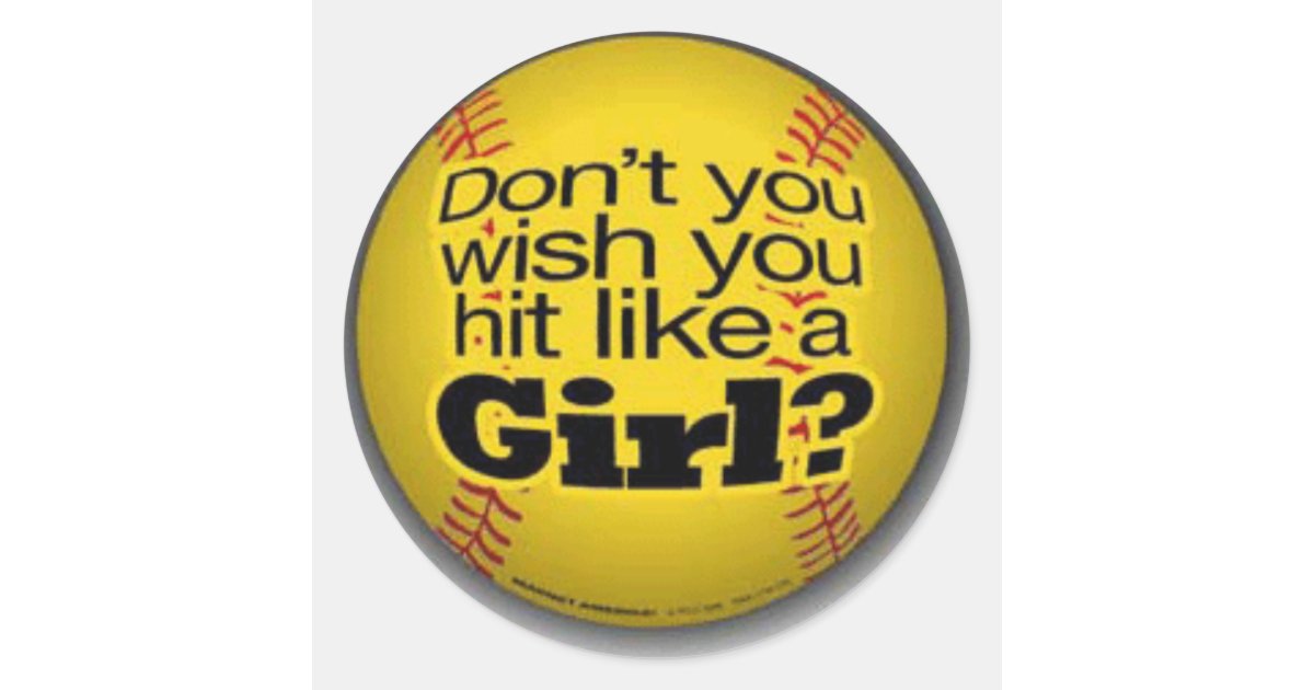 softball-girls classic round sticker | Zazzle