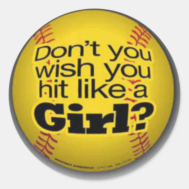 softball-girls classic round sticker | Zazzle