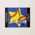 Softball Girls Star Batter Swing Personalized Jigsaw Puzzle | Zazzle