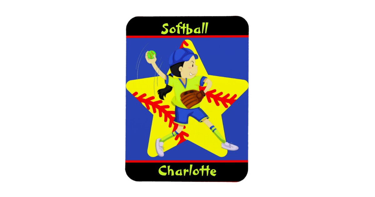 Softball Girls Star Pitcher Personalized Magnet | Zazzle