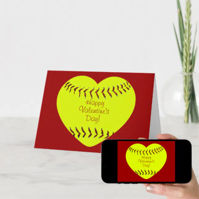 Softball Happy Valentines Day Card | Zazzle