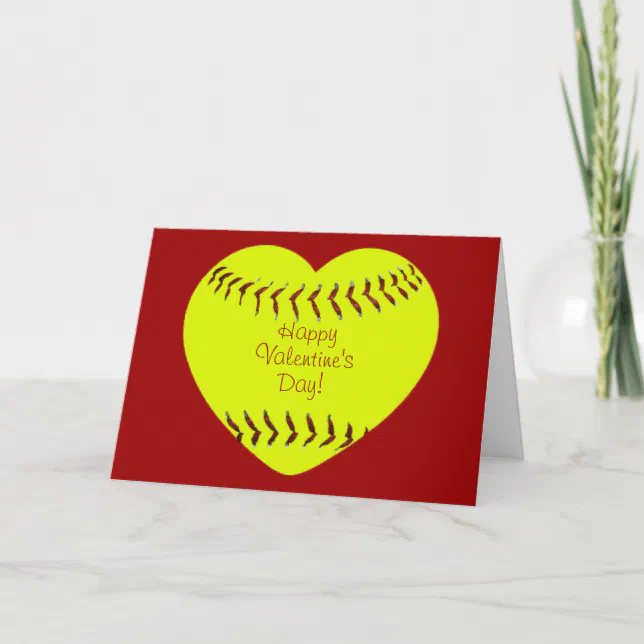 Softball Happy Valentines Day Card | Zazzle