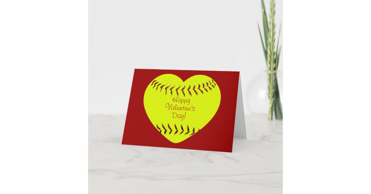 Softball Happy Valentines Day Card | Zazzle