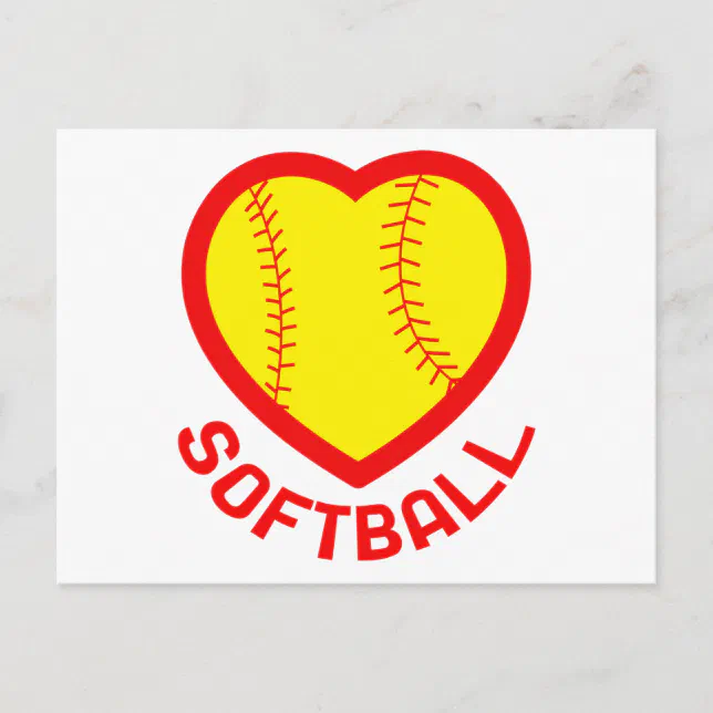 Softball Heart Postcard | Zazzle